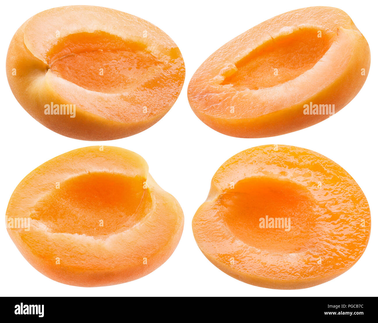 collection of apricot slices isolated on a white background Stock Photo ...