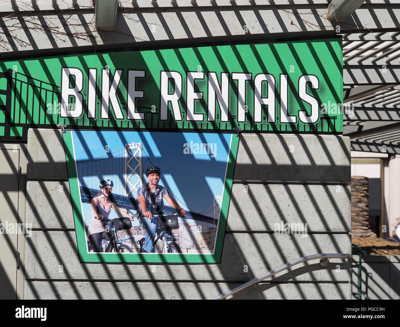 Bike rental sign hi-res stock photography and images - Alamy