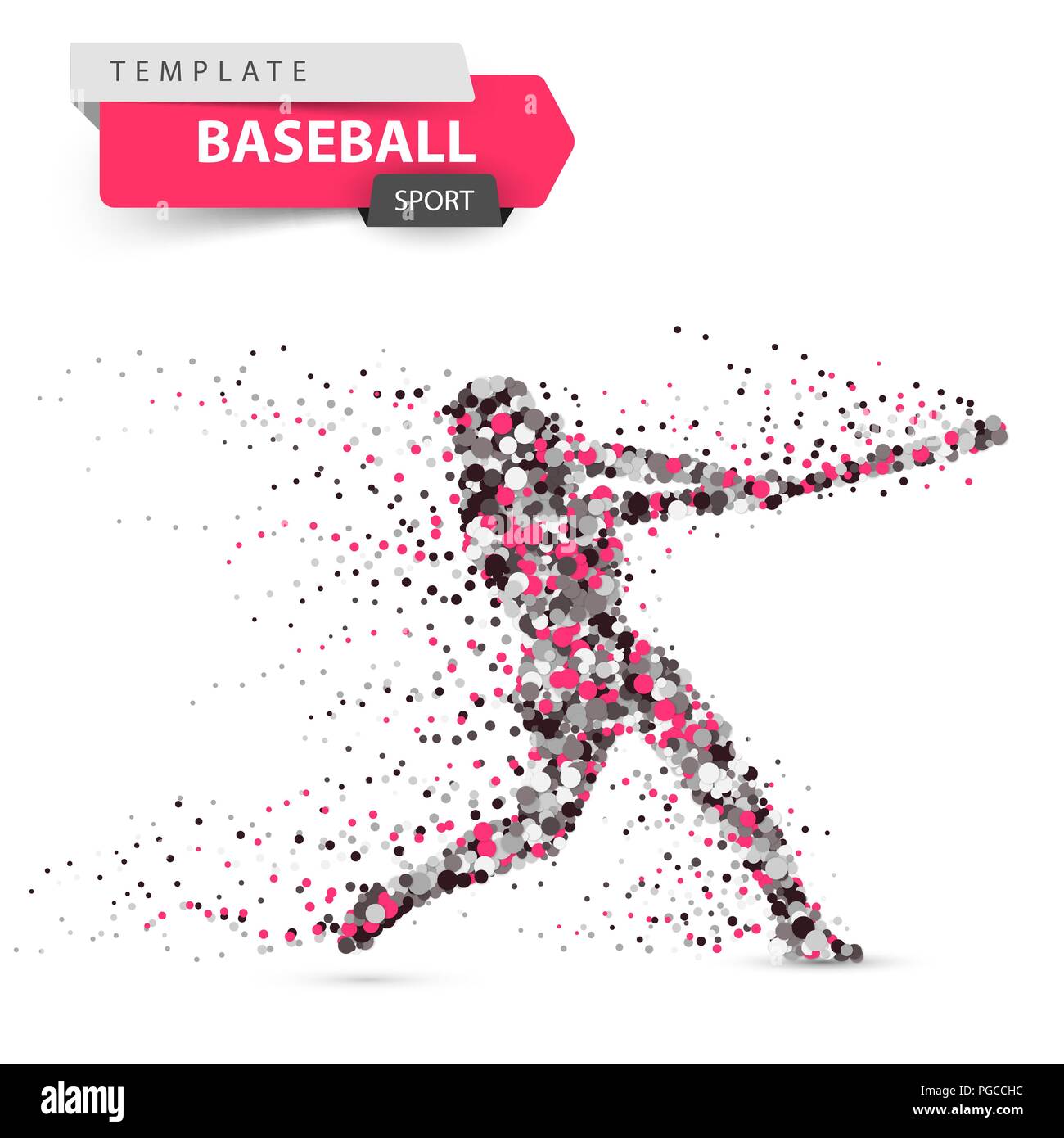 Baseball player - color dot illustration on the white background Stock ...