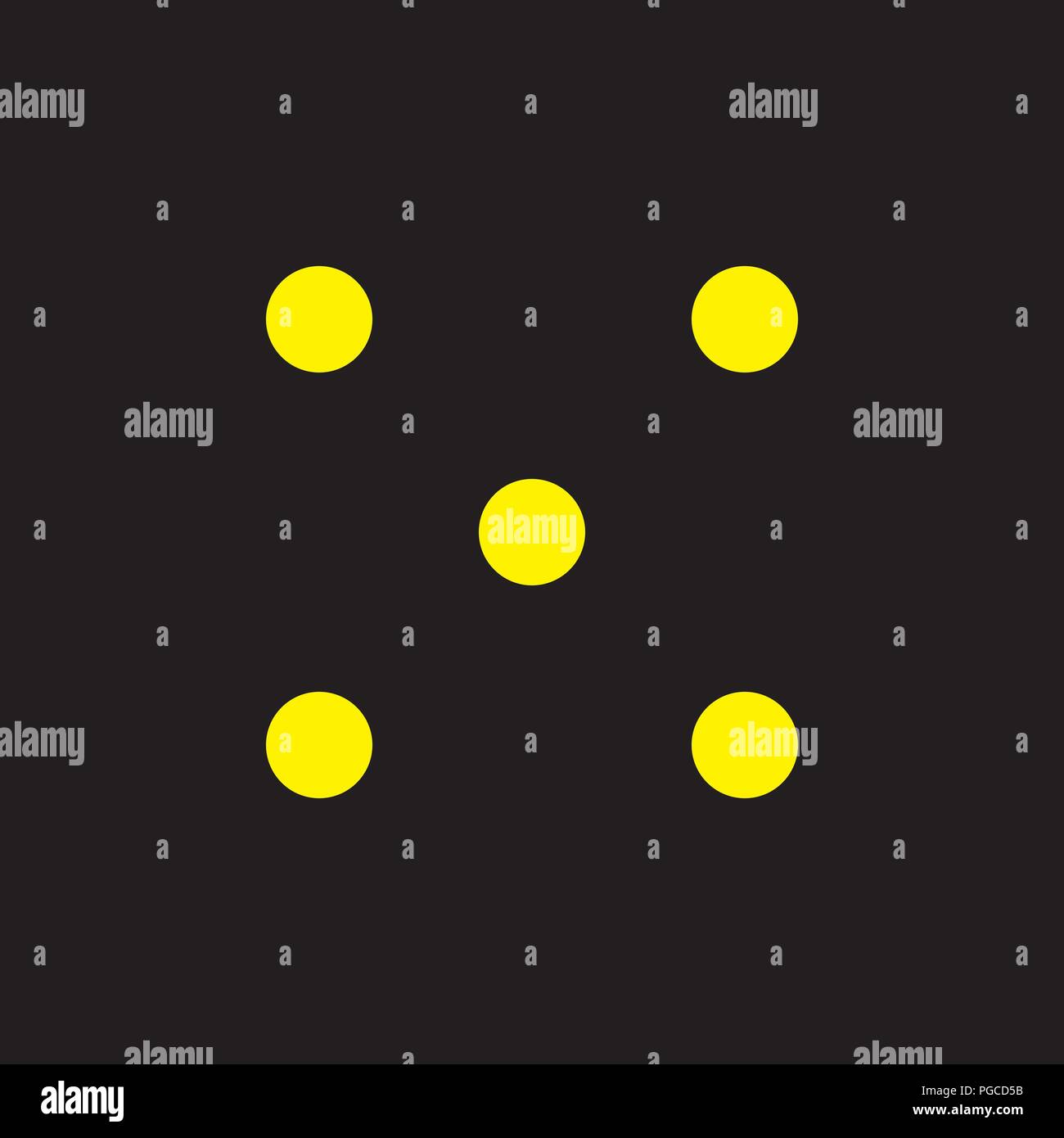 five yellow dots on black background in the middle of Nowhere Stock ...
