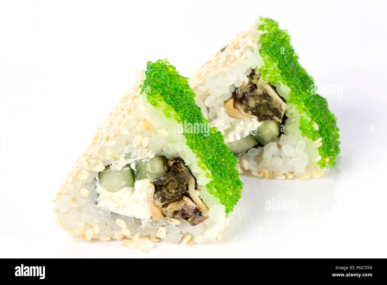 Sushi rolls japanese food isolated on white background.Menu of the ...