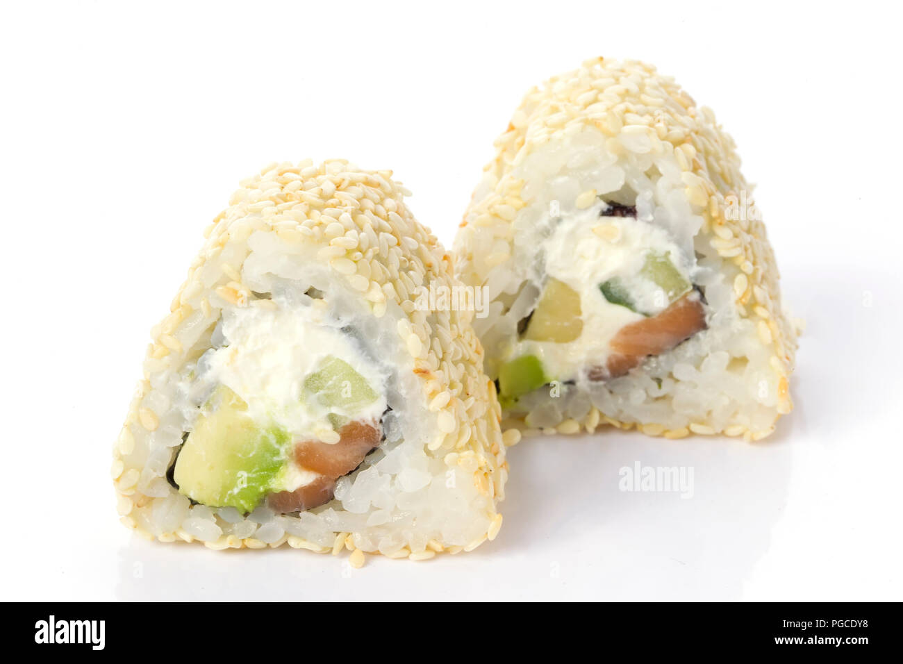Sushi rolls japanese food isolated on white background.Menu of the ...