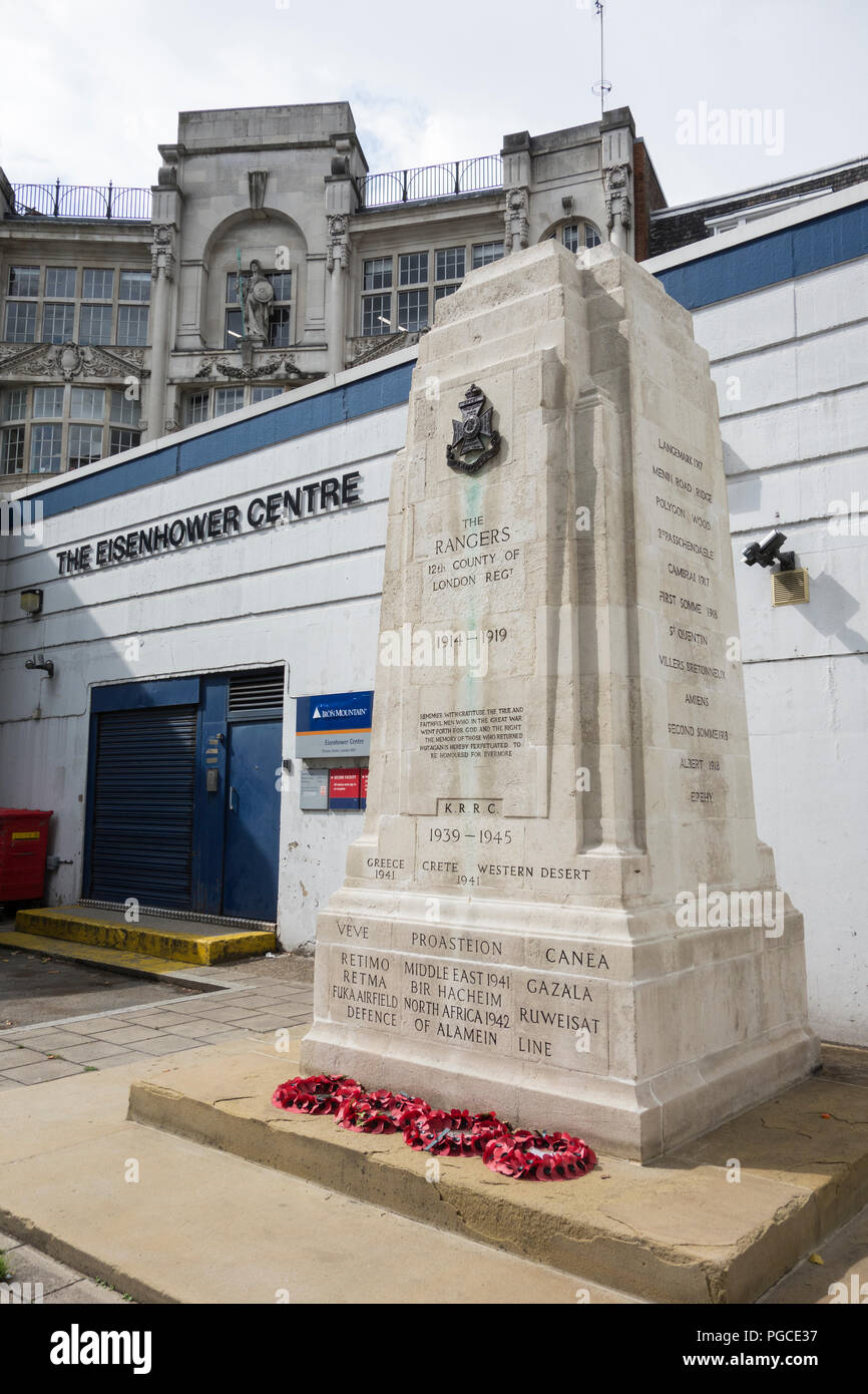 War memorial and cenotaph to the Rangers outside the Eisenhower Centre ...
