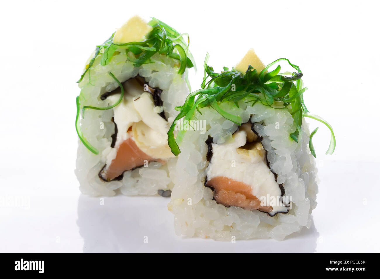 Sushi rolls japanese food isolated on white background.Menu of the ...