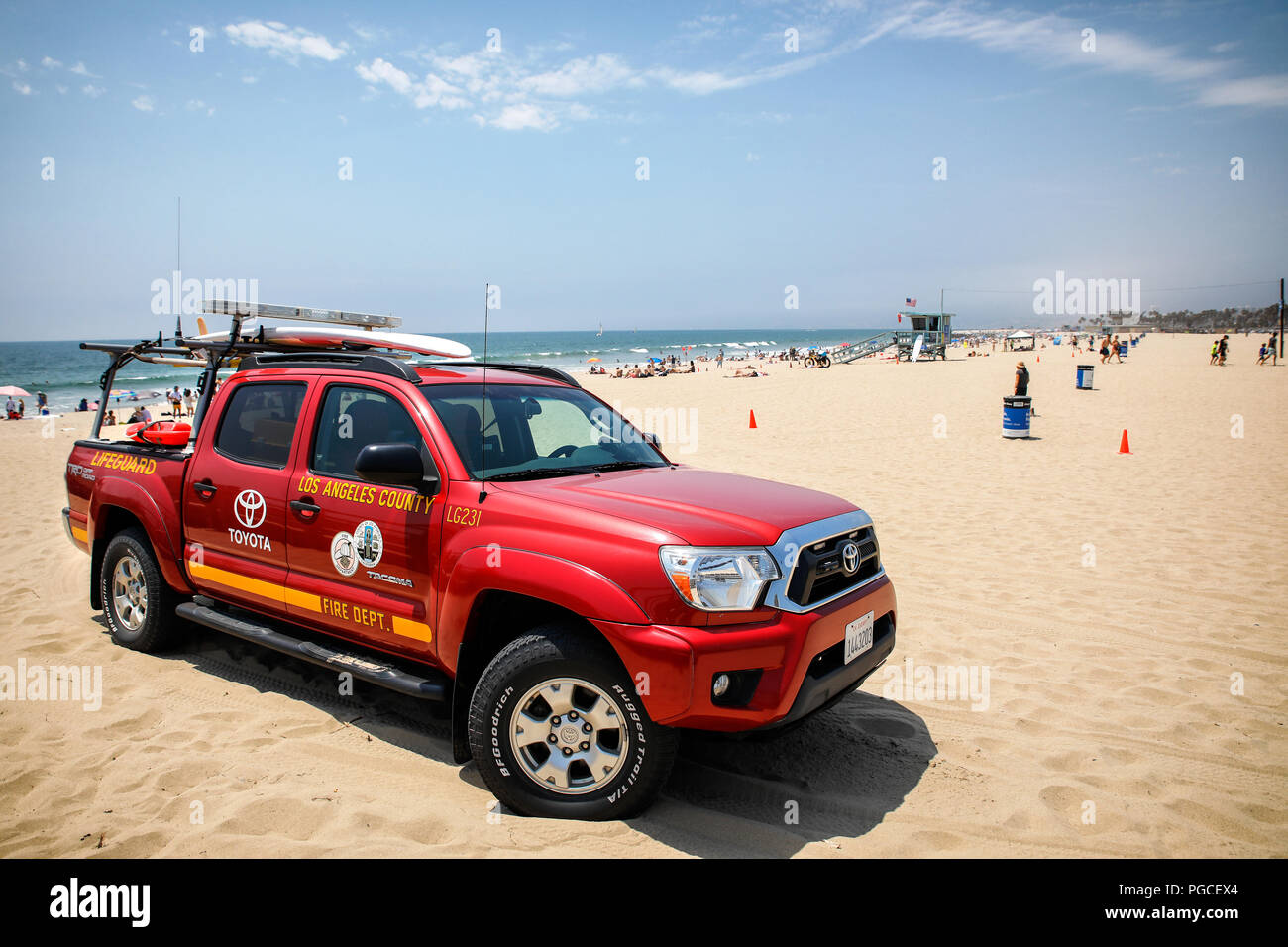 Los Angeles, United States of America - July 16, 2017: A red Toyota car ...