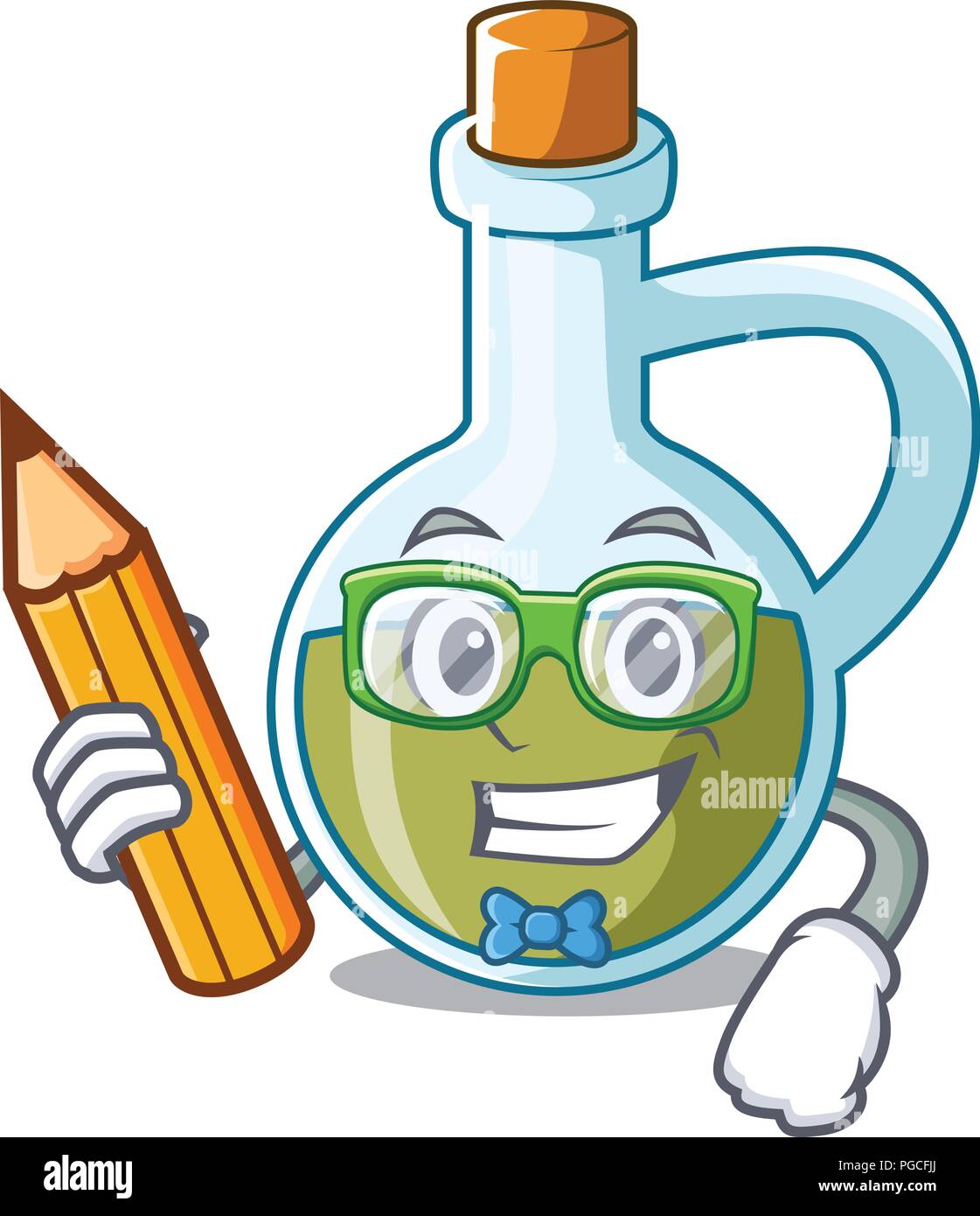 Student glass bottle premium olive oil character vector illustration ...