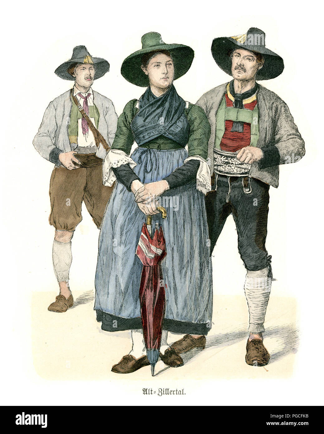 Fashion of Tyrol, Austria, 19th Century. Zillertal Stock Photo - Alamy