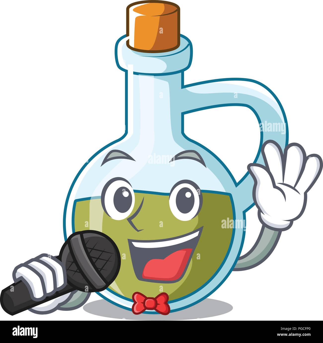 Singing mascot cartoon fresh organic olive oil vector illustration ...