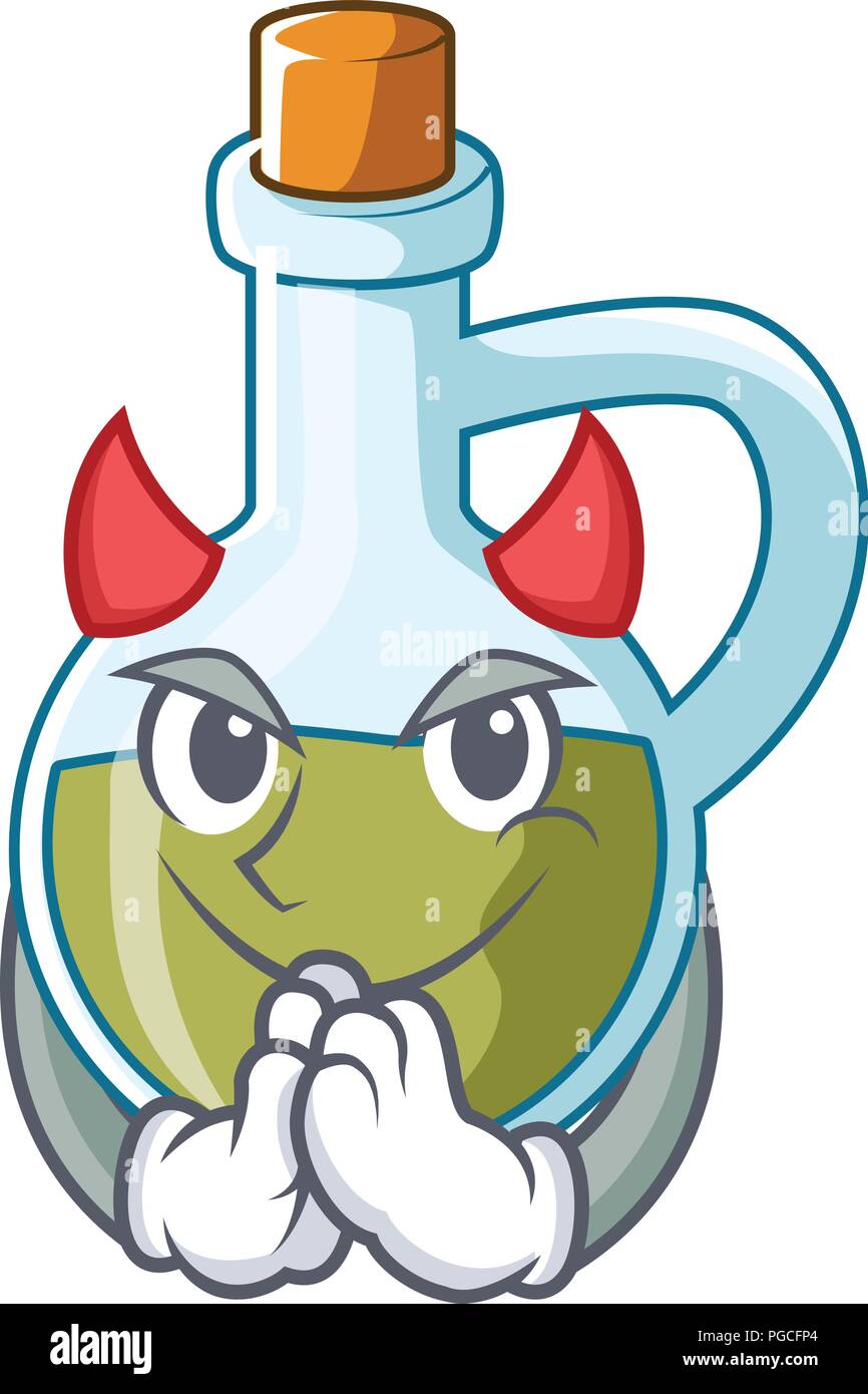 Devil mascot cartoon fresh organic olive oil vector illustration Stock ...