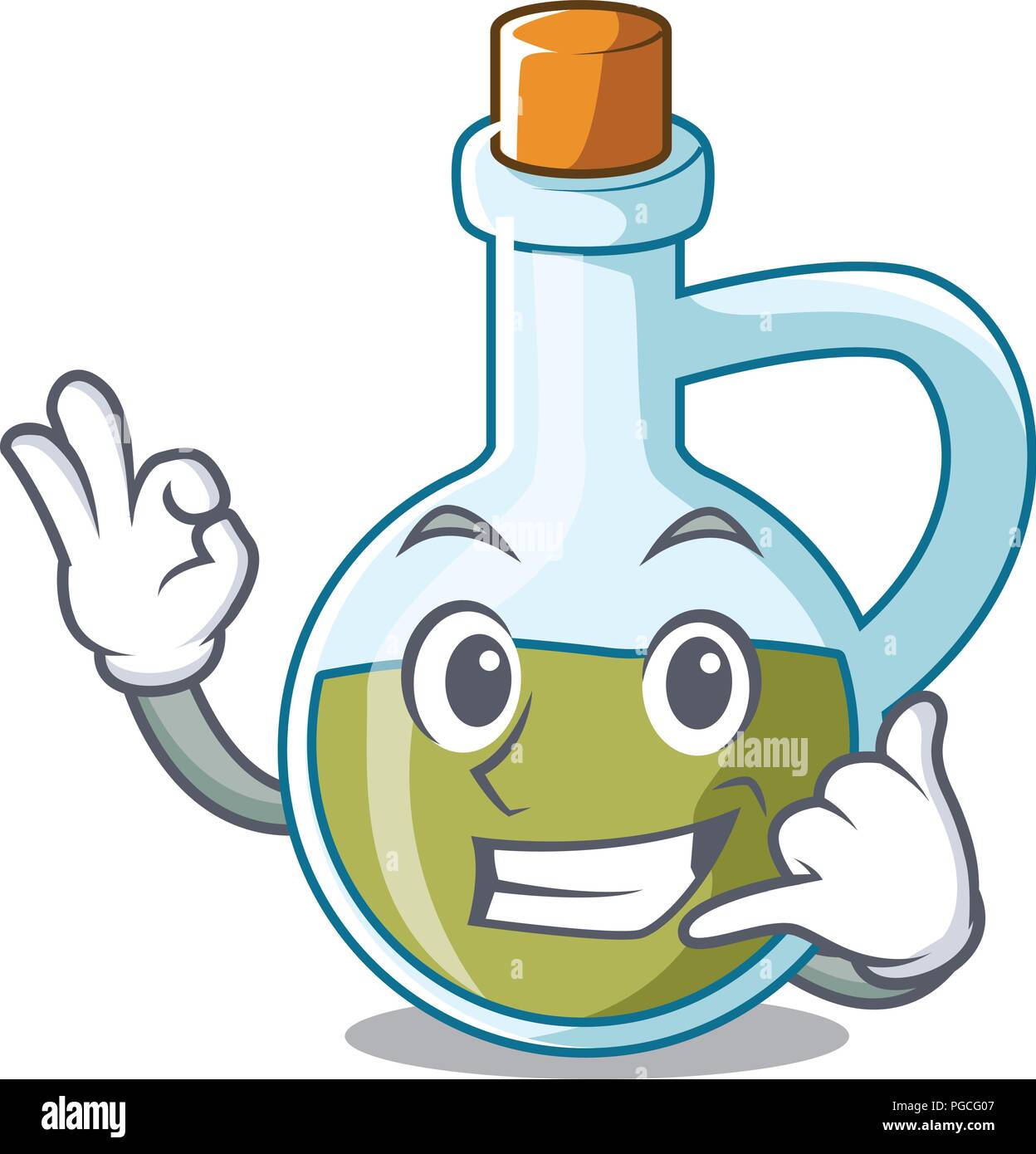 Call me small bottle of olive oil mascot vector illustration Stock ...