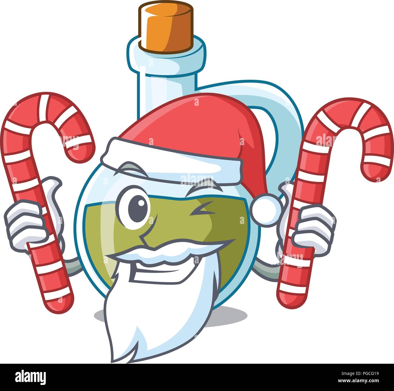 Santa with candy small bottle of olive oil mascot vector illustration ...