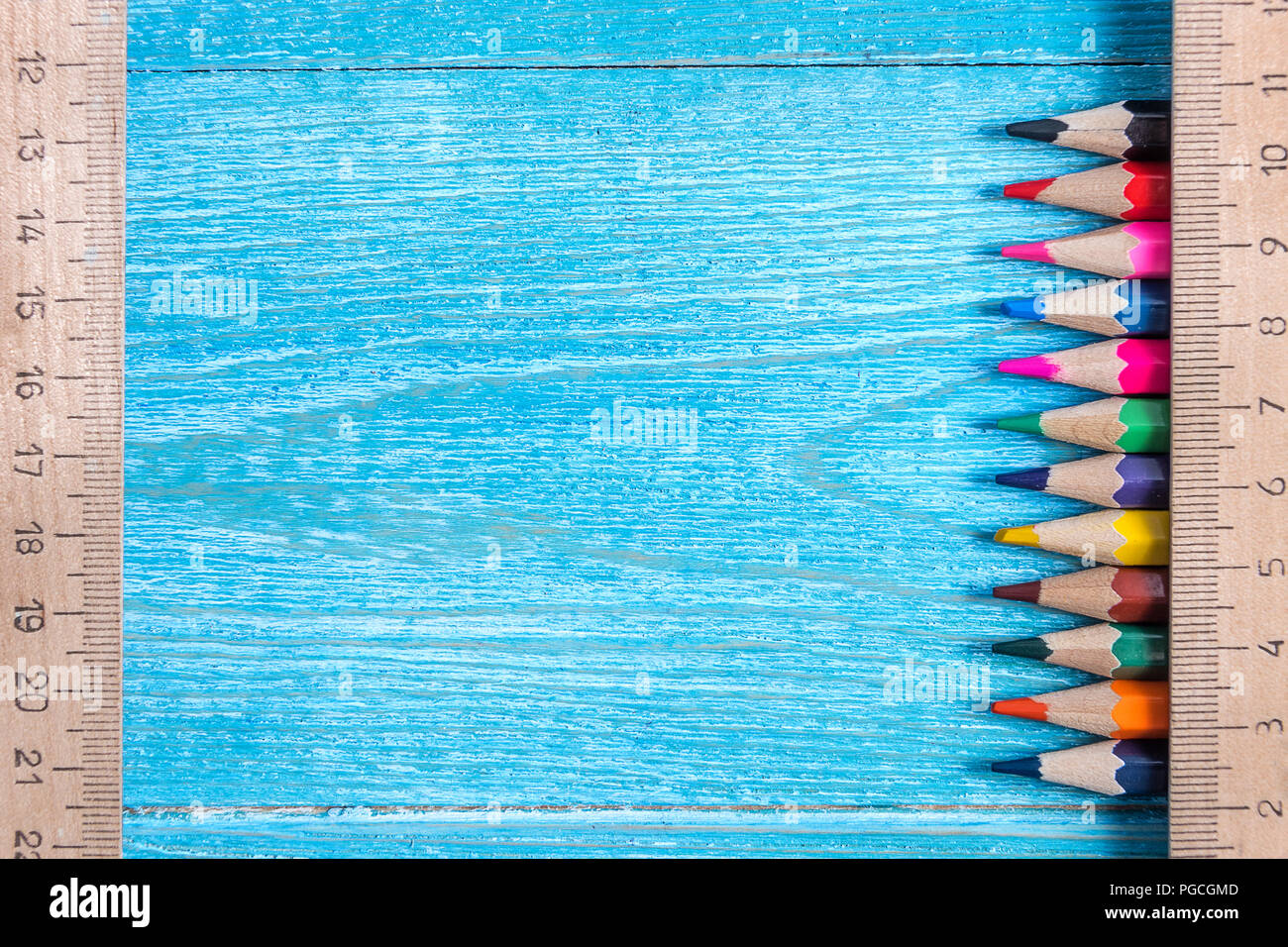 School, pencils, ruler - school background Stock Photo - Alamy