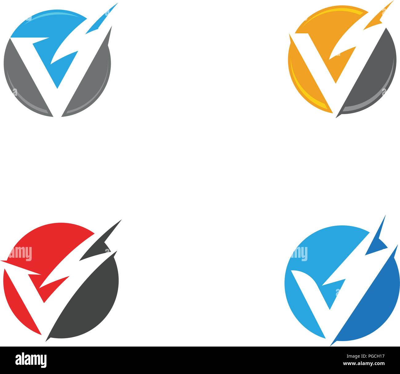 V Letter Lightning Logo Template vector icon illustration design Stock ...