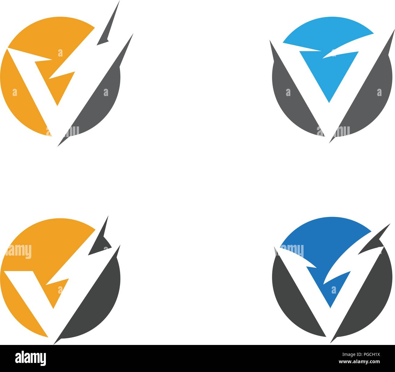 V Letter Lightning Logo Template vector icon illustration design Stock ...