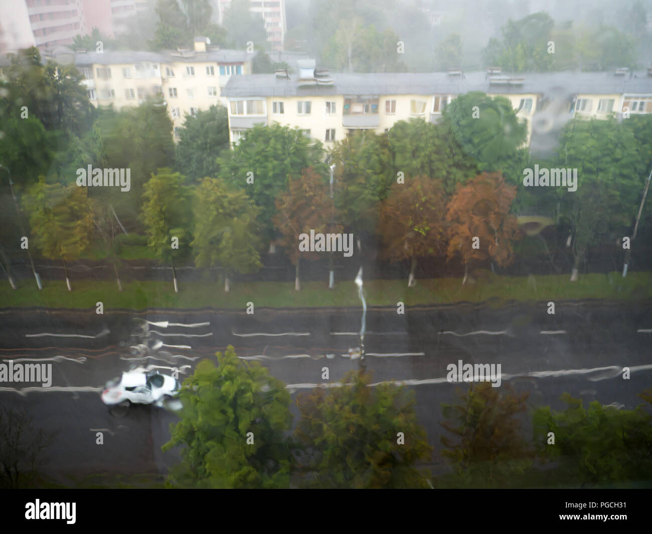 Traces of dried drops of dirty water on the glass Stock Photo - Alamy