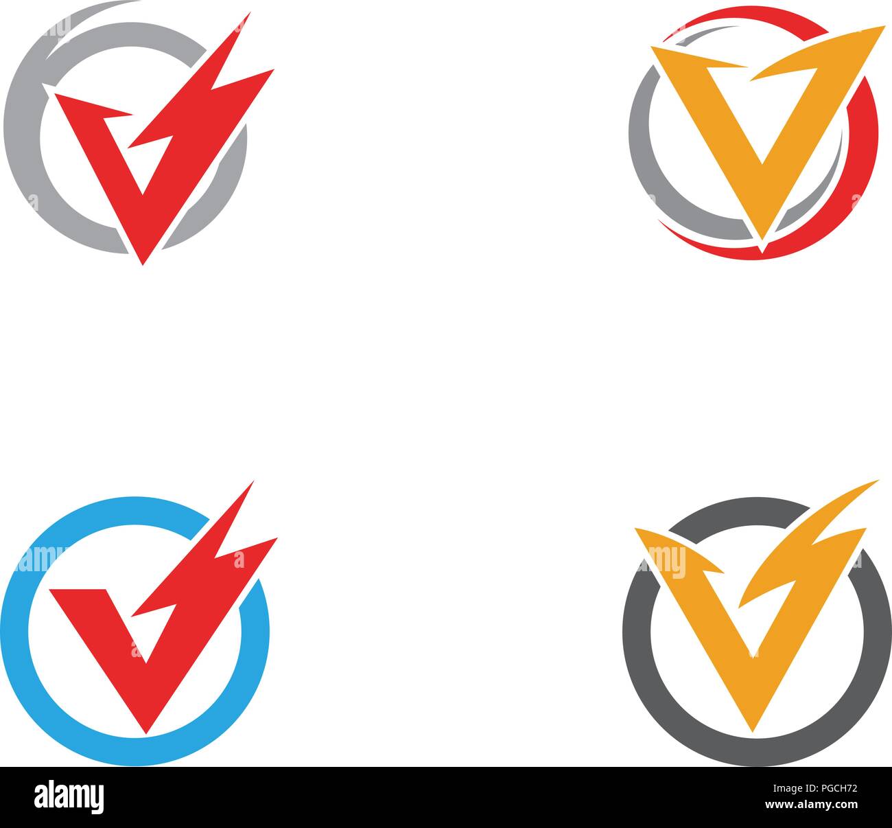 V Letter Lightning Logo Template vector icon illustration design Stock ...