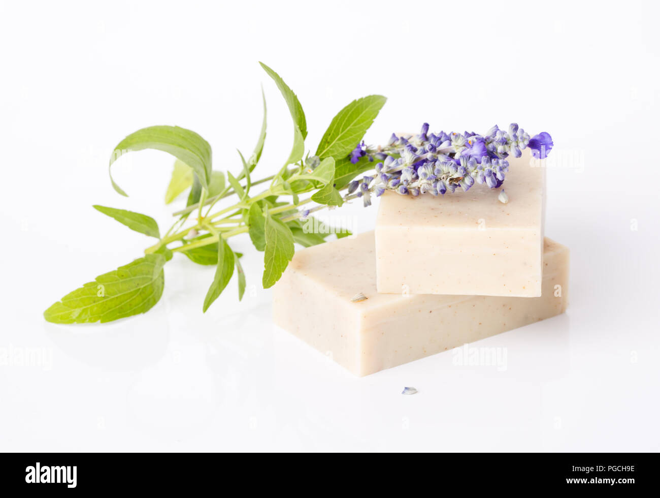 Handmade lavender soap with lavender flowers Stock Photo - Alamy