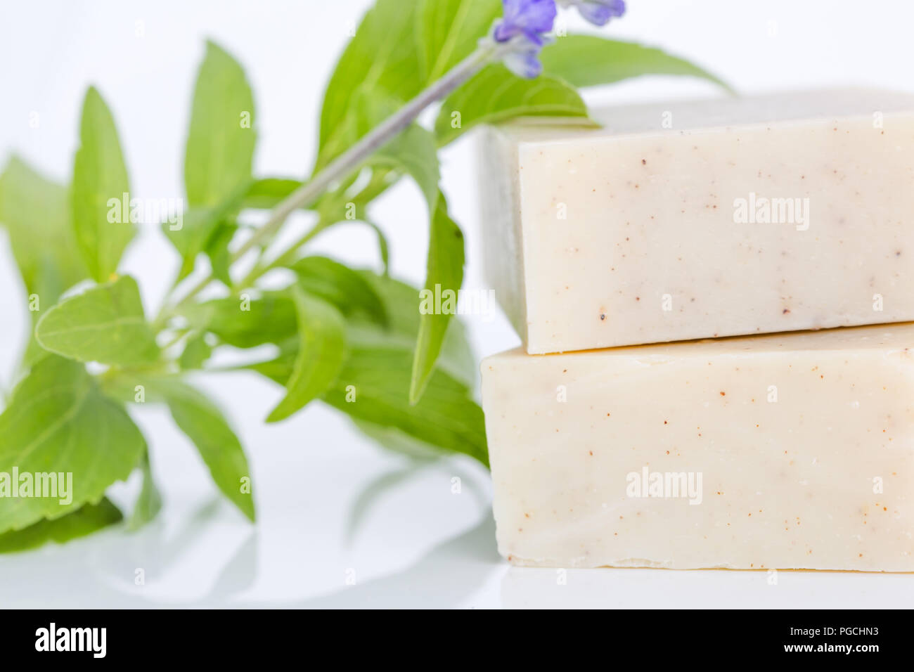 Handmade lavender soap with lavender flowers Stock Photo - Alamy