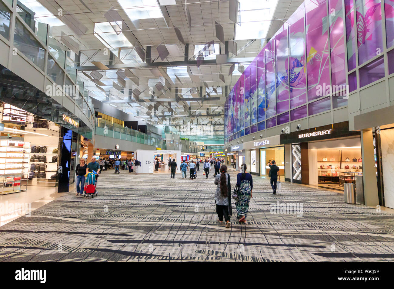 Singapore, July 16, 2018: Inside Terminal 3 At Singapore Changi Airport ...