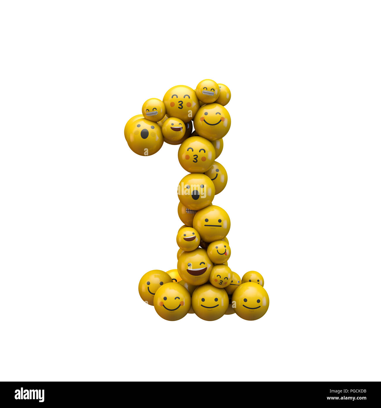Number 1 emoji character font. 3D Rendering Stock Photo - Alamy