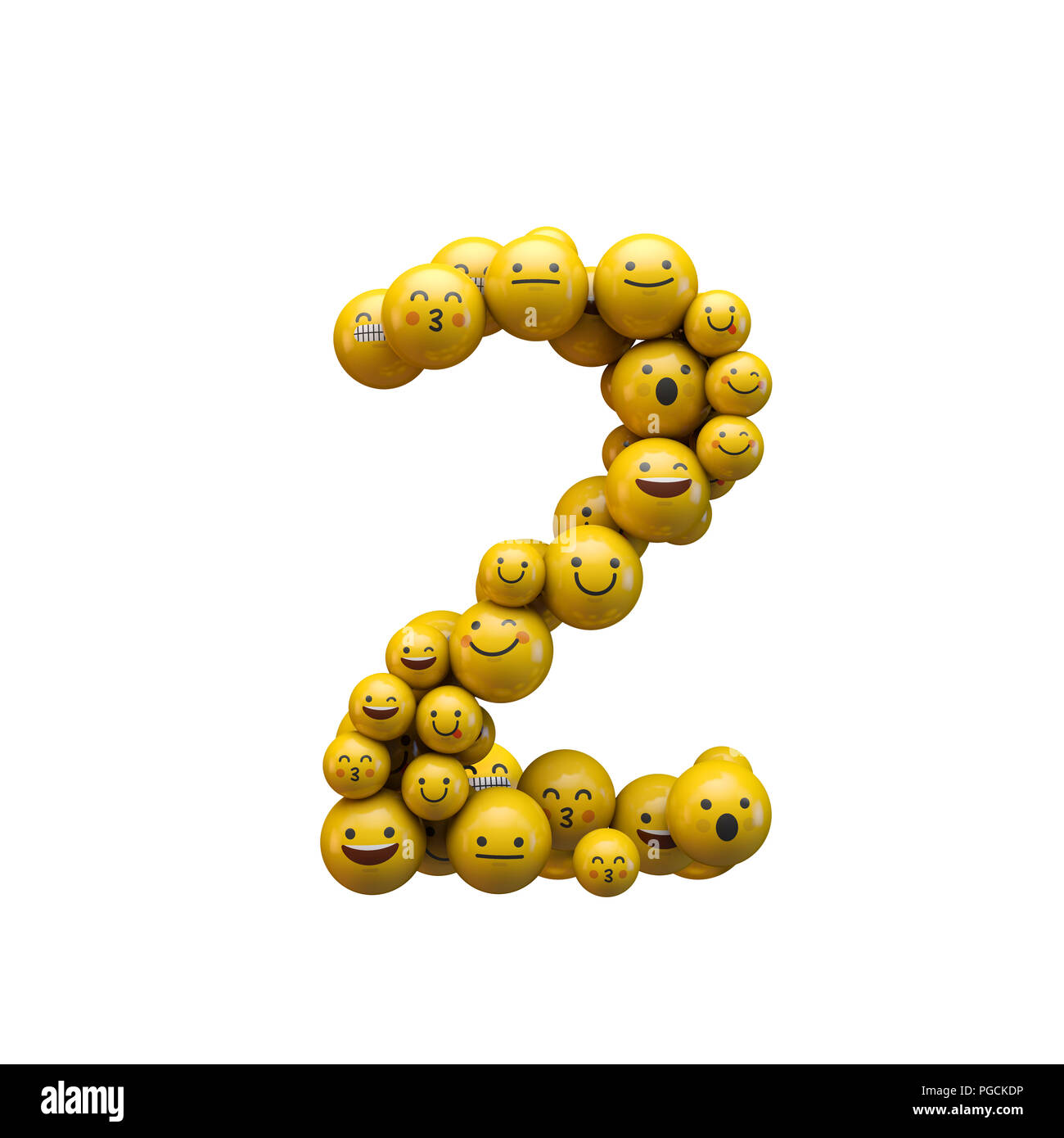 Number 2 emoji character font. 3D Rendering Stock Photo - Alamy