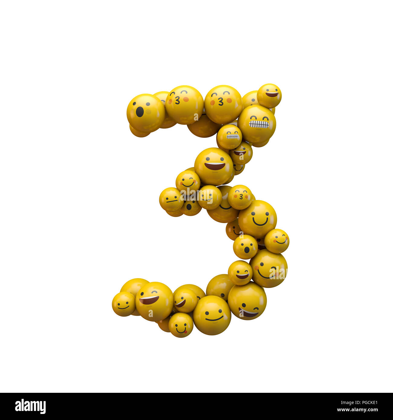 Number 3 emoji character font. 3D Rendering Stock Photo - Alamy