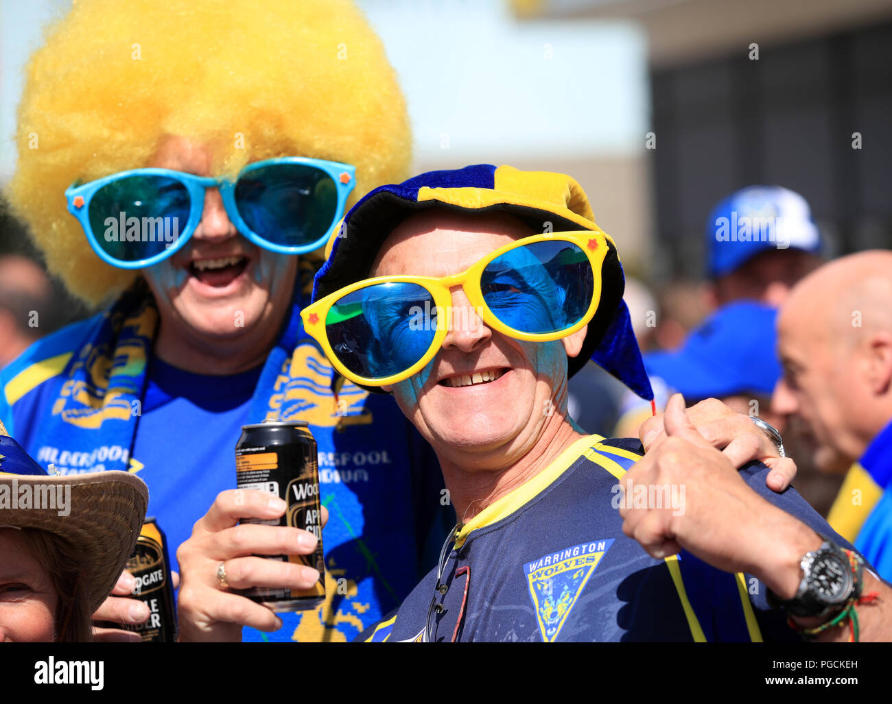 Warrington Wolves fans show their support prior to the Ladbrokes ...