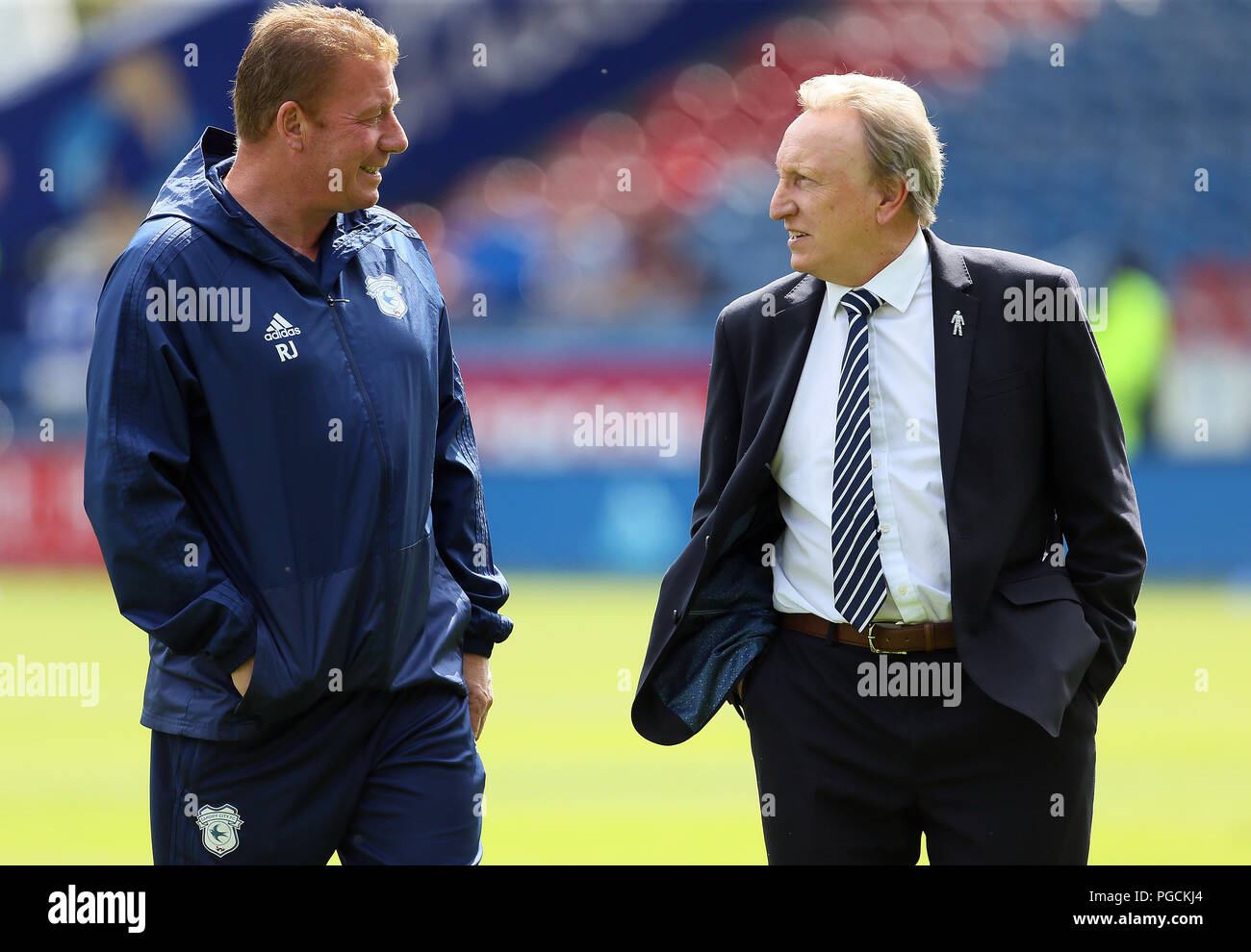 Cardiff City manager Neil Warnock (right) and coach Ronnie Jepson ...