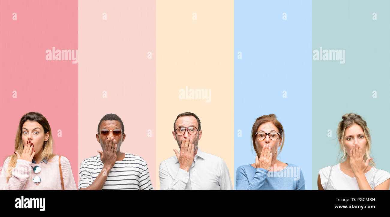 Group shocked people looking up hi-res stock photography and images - Alamy