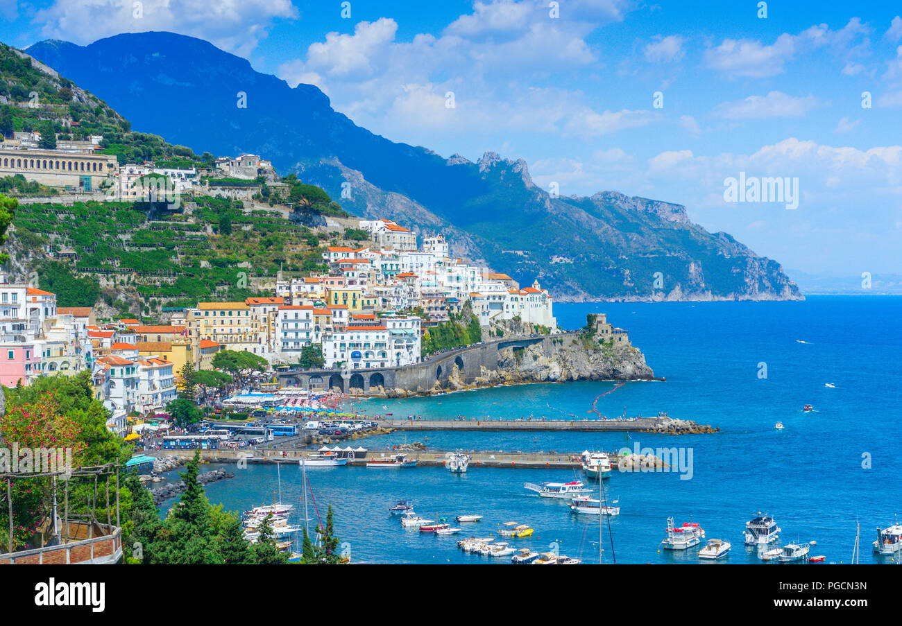 The town of Amalfi on the Amalfi coast in the campania region of Italy ...