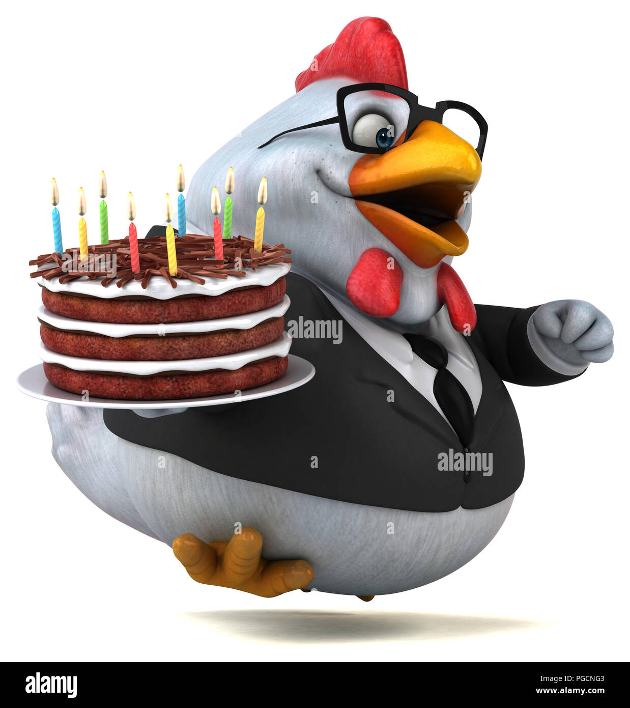 Fun chicken - 3D Illustration Stock Photo - Alamy