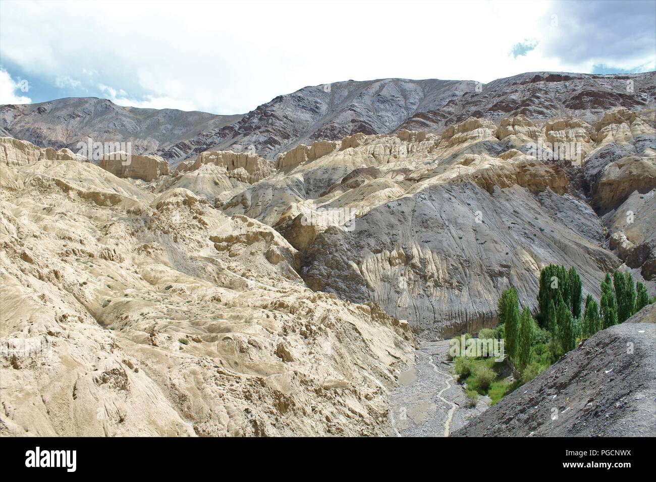 Great Indian valley from Kashmir area, called Moon Land. Looking ...