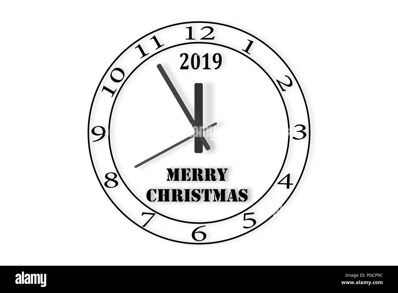 The dial of the watch with the number 2019 and the words merry ...