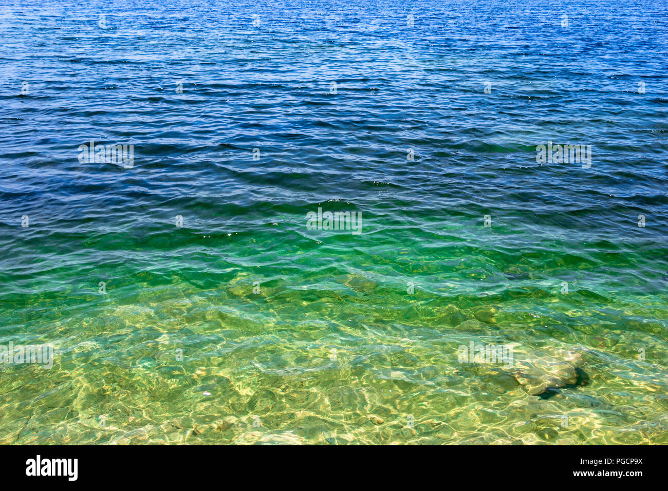 Lake with water caustics, blue to green to yellow gradient, background ...