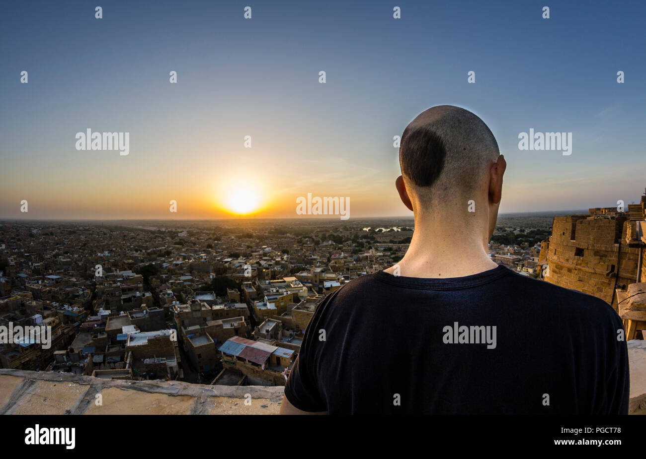 A panoramic view from the fort with the rising sun and original haircut ...