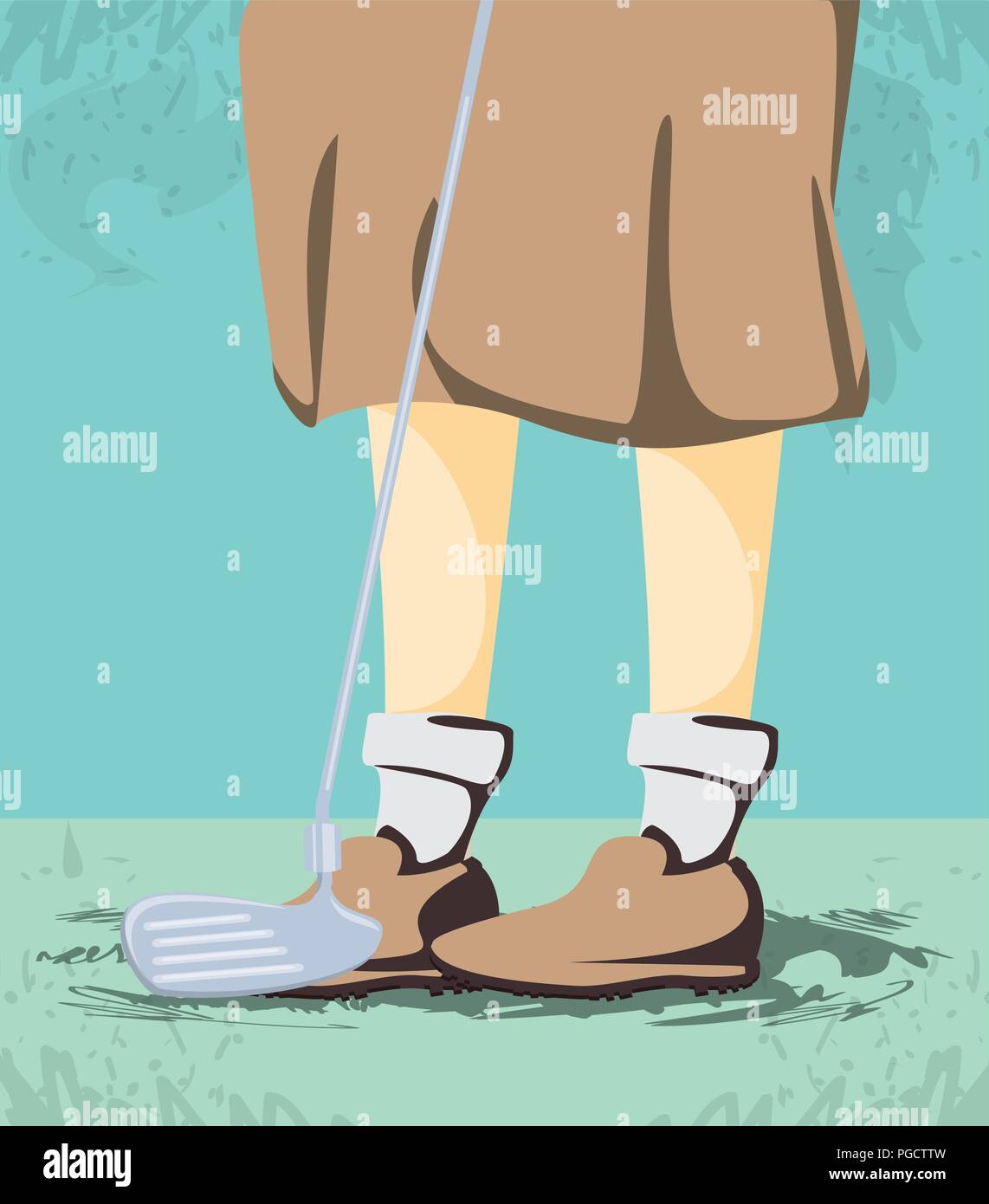 female golfer feet on golf course vector illustration design Stock ...