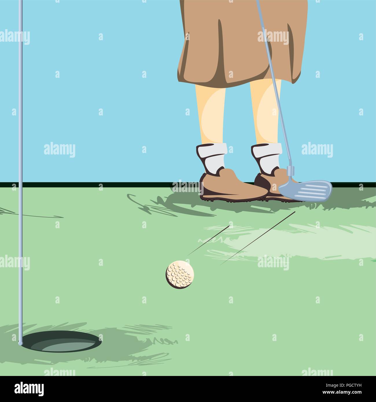 female golfer feet on golf course vector illustration design Stock ...