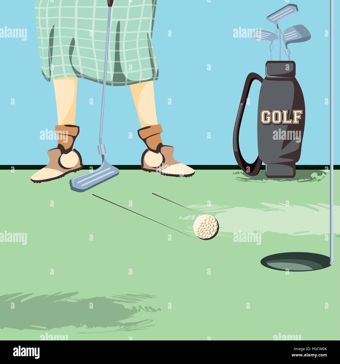 female golfer feet on golf course vector illustration design Stock ...