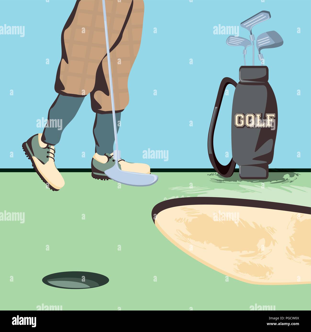 golfer feet on golf course vector illustration design Stock Vector ...