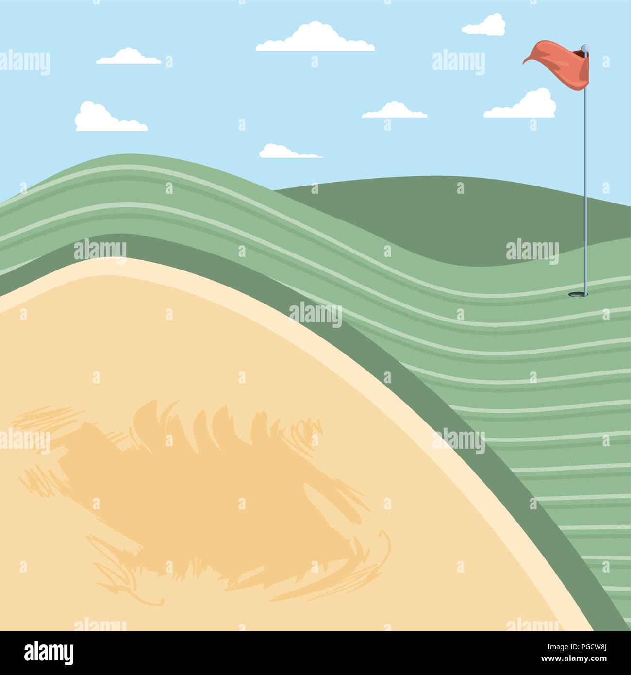 golf curse with sand trap vector illustration design Stock Vector Image ...