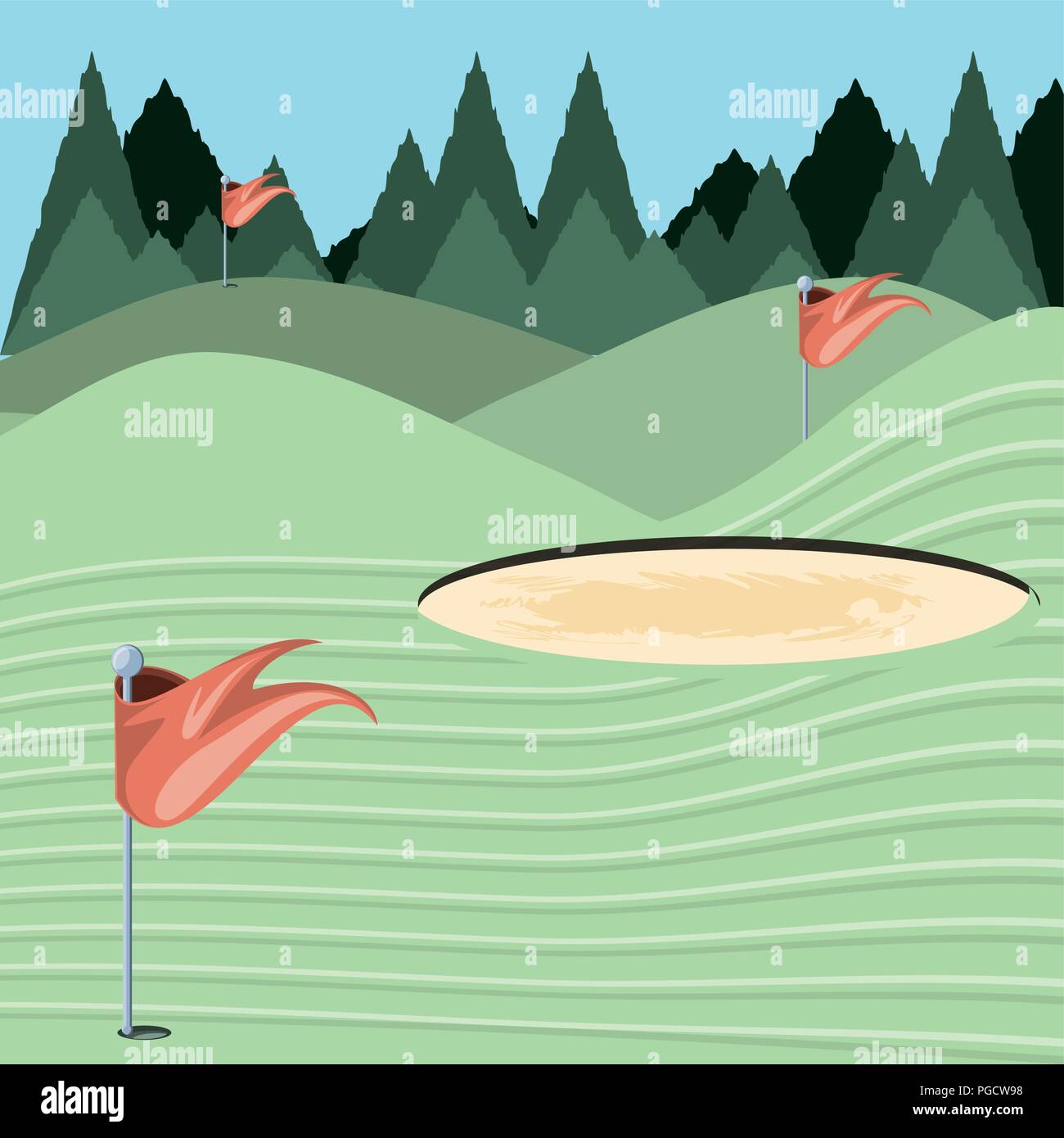 golf curse with sand trap vector illustration design Stock Vector Image ...