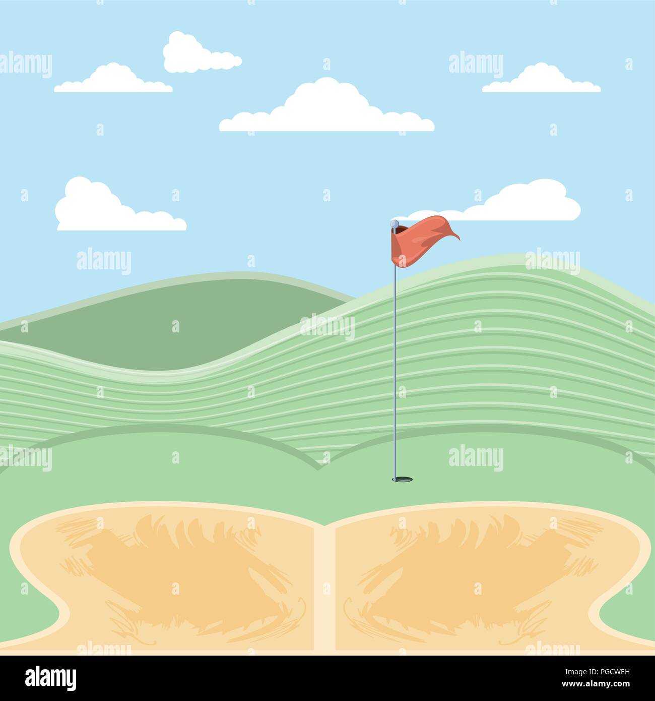 golf curse with sand trap vector illustration design Stock Vector Image ...