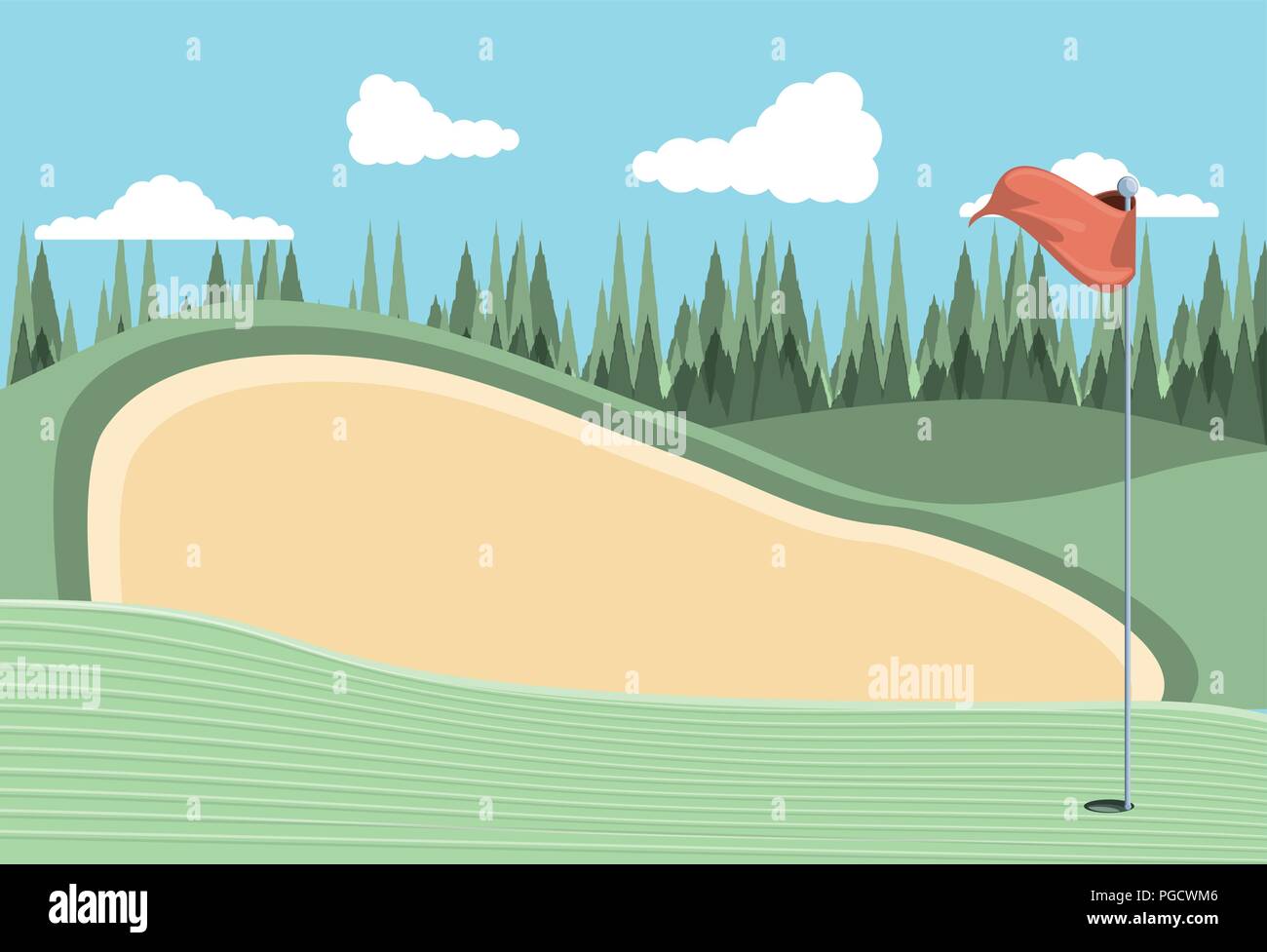 golf curse with sand trap vector illustration design Stock Vector Image ...