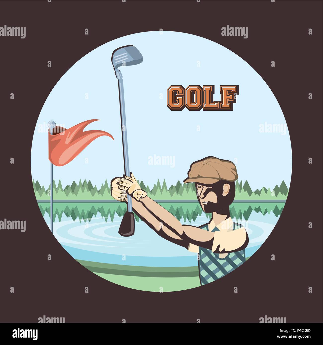 golf player in the course vector illustration design Stock Vector Image ...