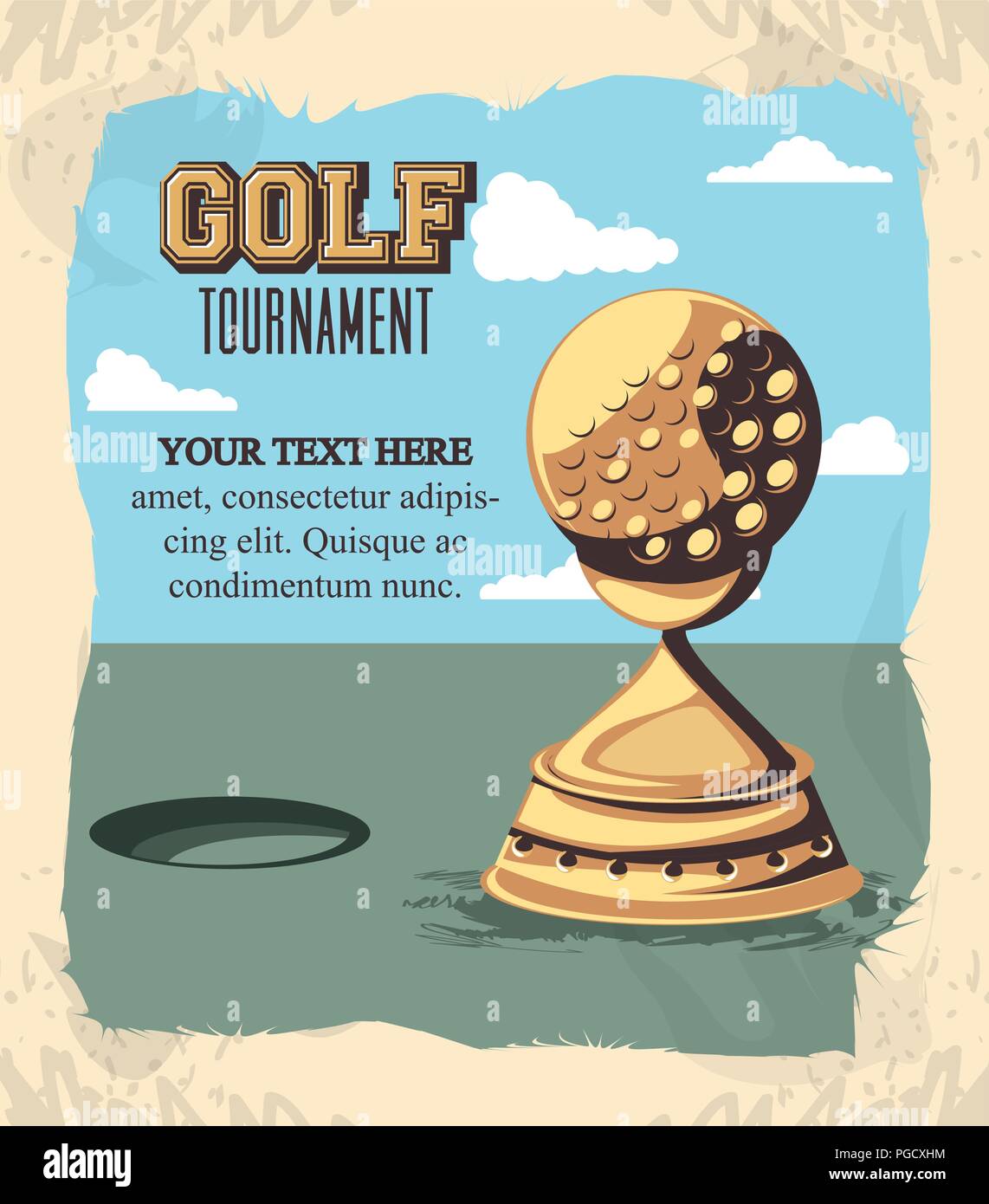 golden trophy golf tournament vector illustration design Stock Vector ...