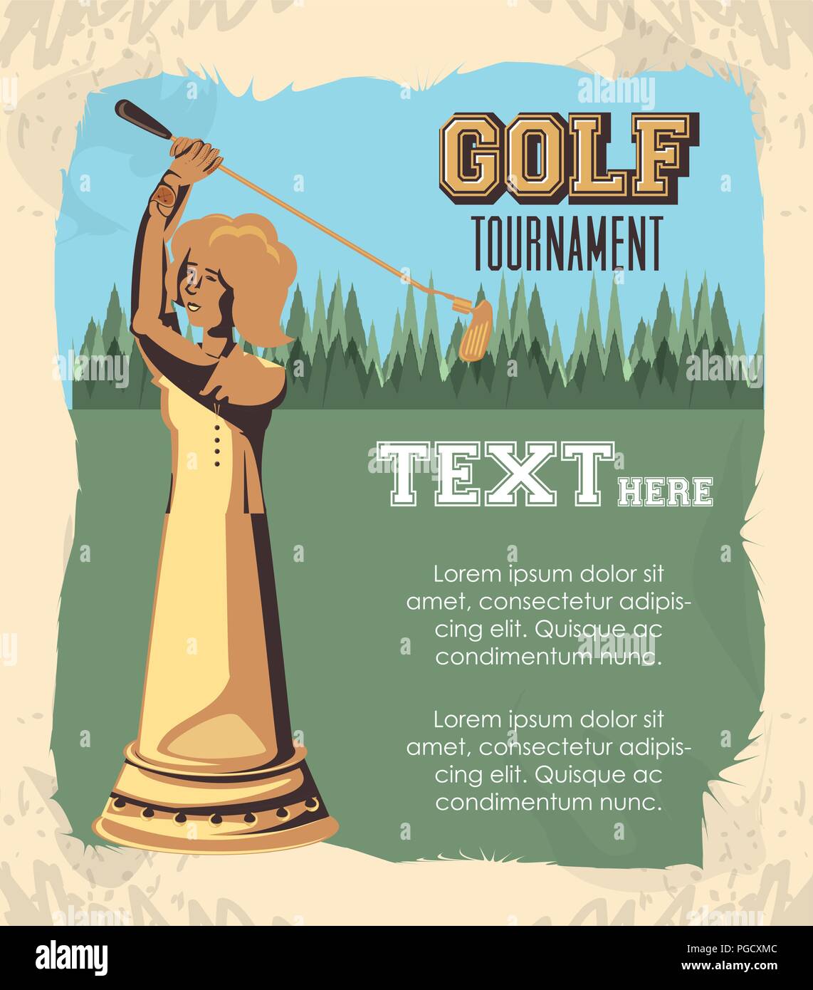 golden trophy golf tournament vector illustration design Stock Vector ...