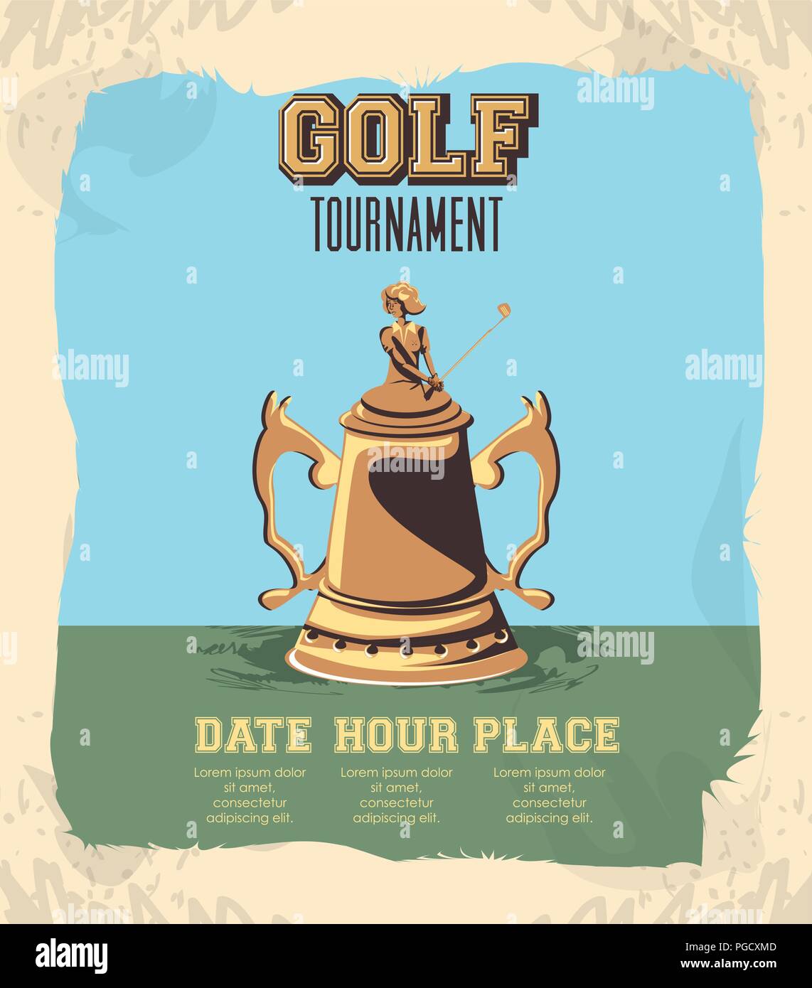 golden trophy golf tournament vector illustration design Stock Vector ...