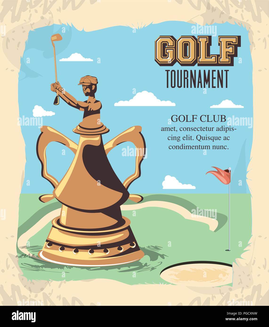 golden trophy golf tournament vector illustration design Stock Vector ...