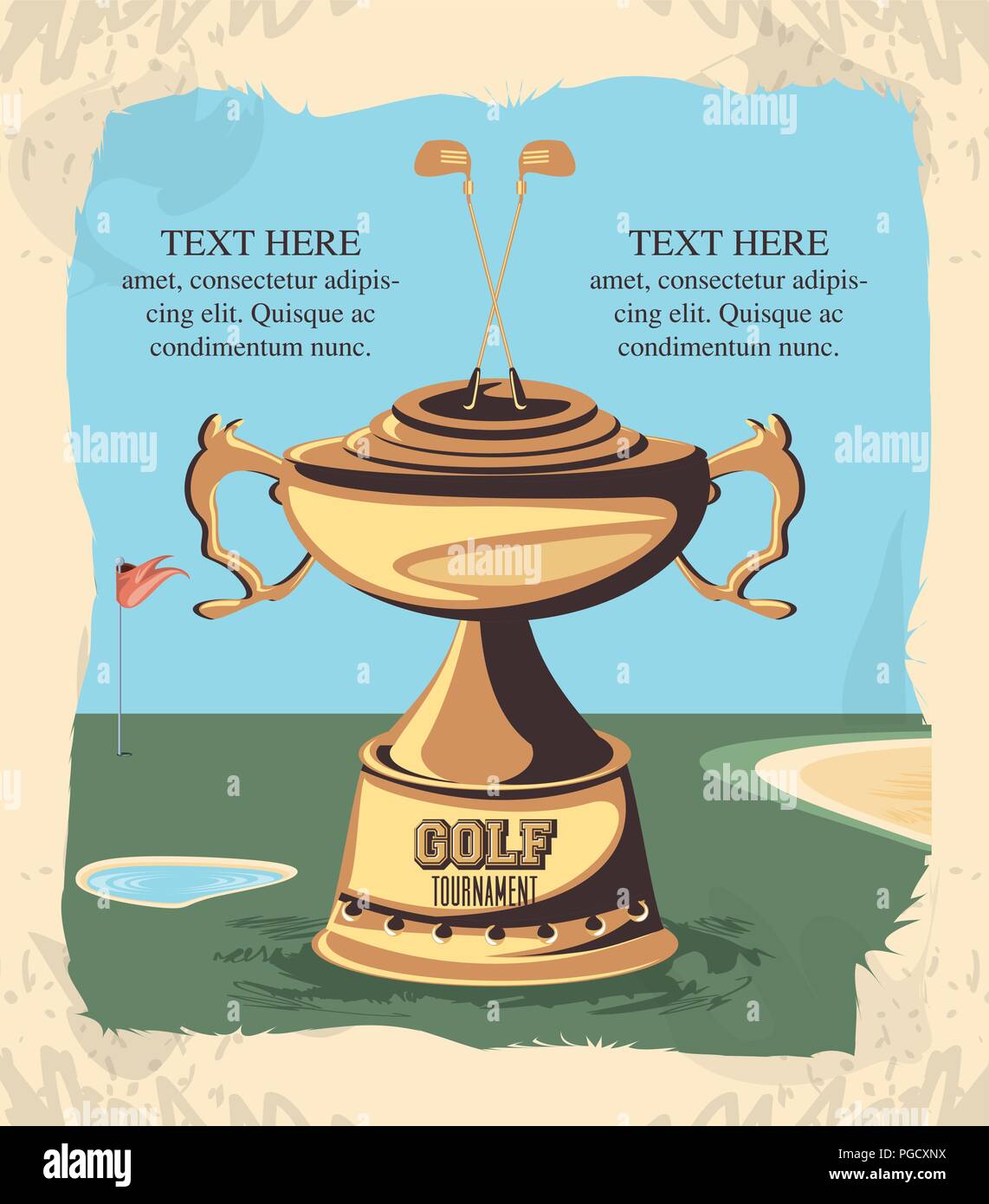 golden trophy golf tournament vector illustration design Stock Vector ...