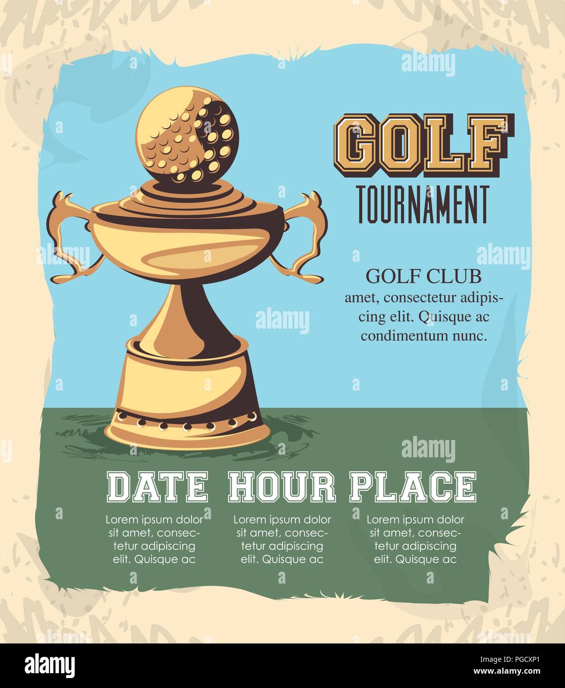 golden trophy golf tournament vector illustration design Stock Vector ...